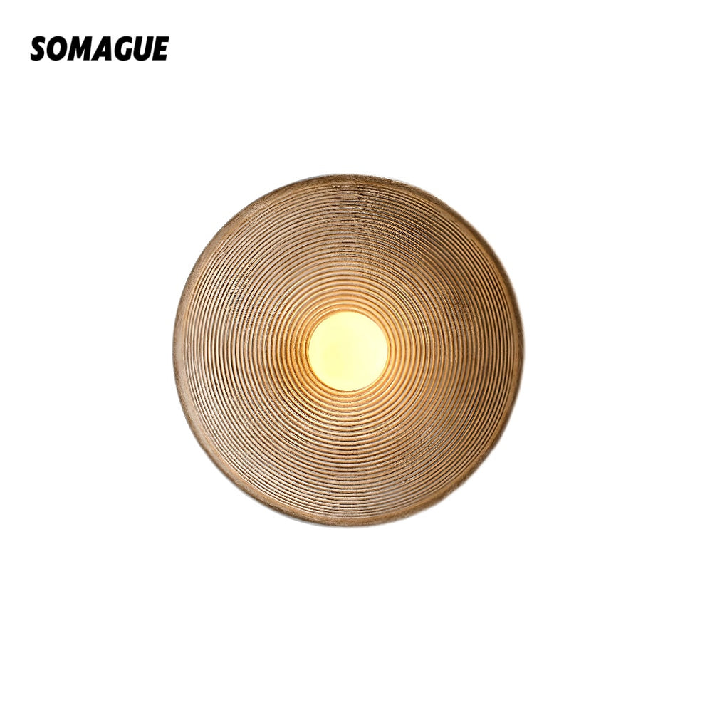 Noncu Indoor Round Wall Lamp Modern Wood Bedroom｜Somague